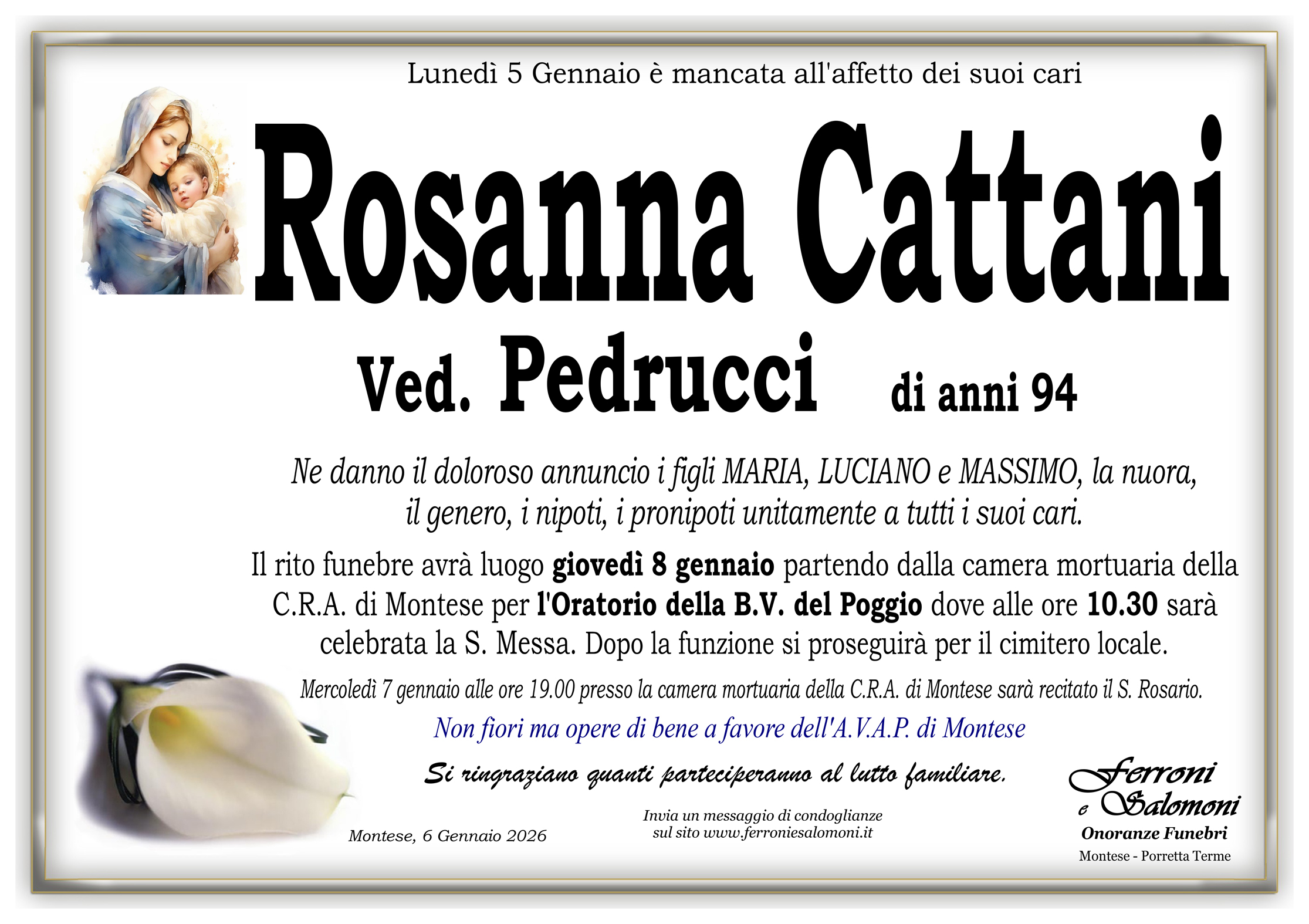 Rosanna Cattani - Onoranze Funebri Ferroni e Salomoni